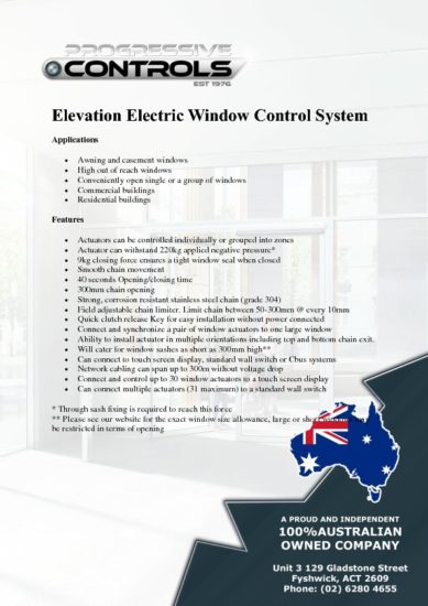 Elevation Electric Window Control System – Progressive Controls